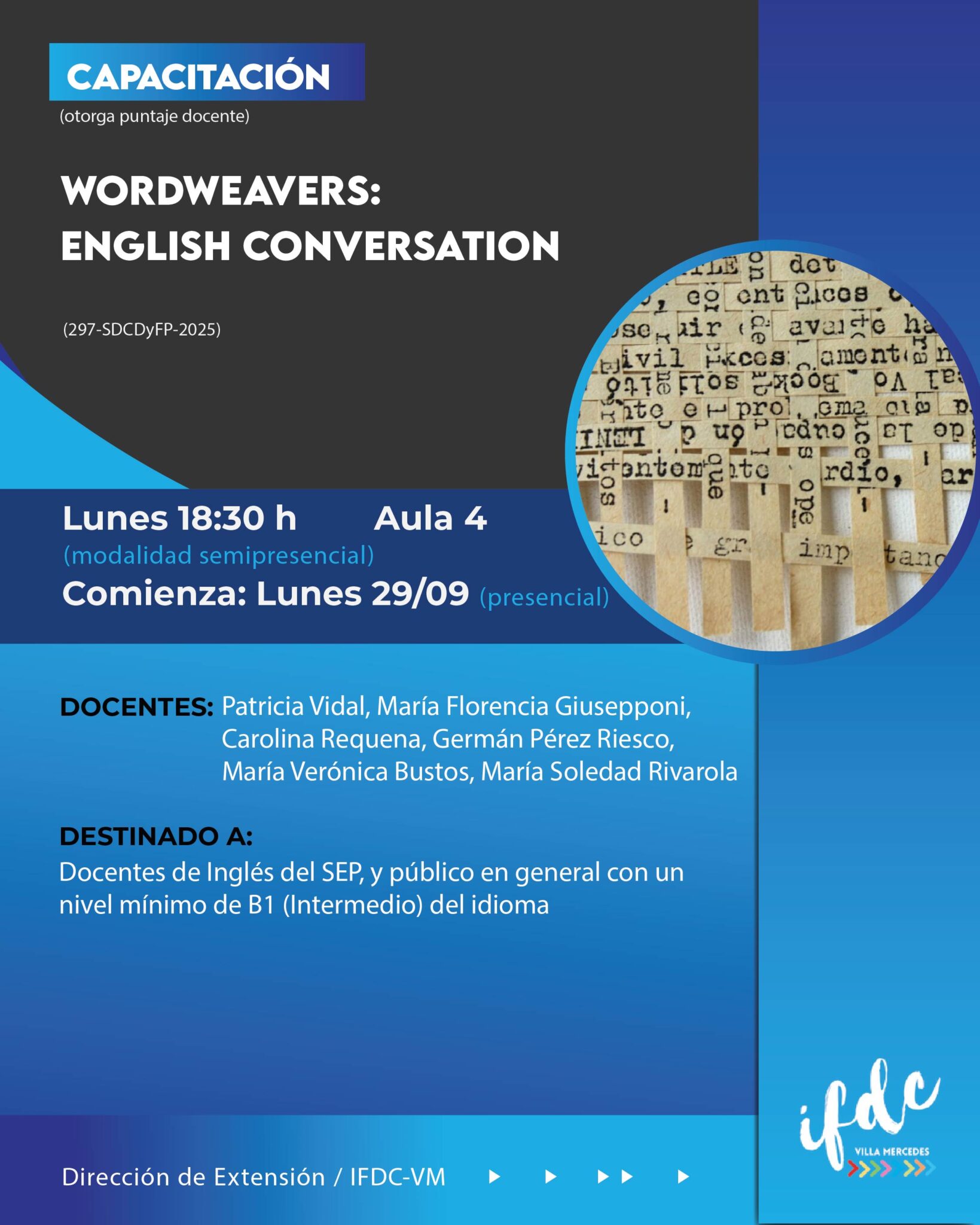 Wordweavers: English conversation – IFDC -Villa Mercedes, San Luis ...